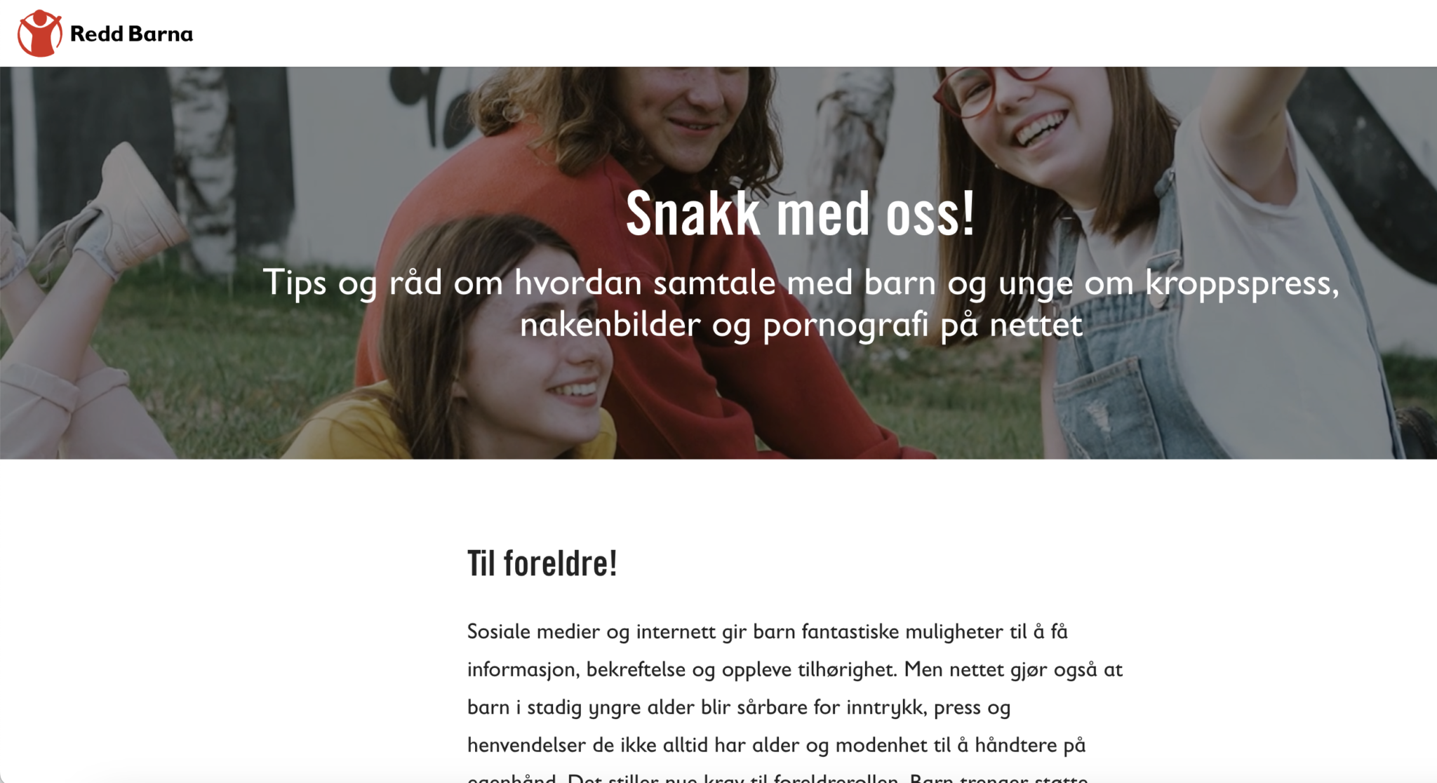 Redd barna: Snakk med oss – seksuellatferd.no